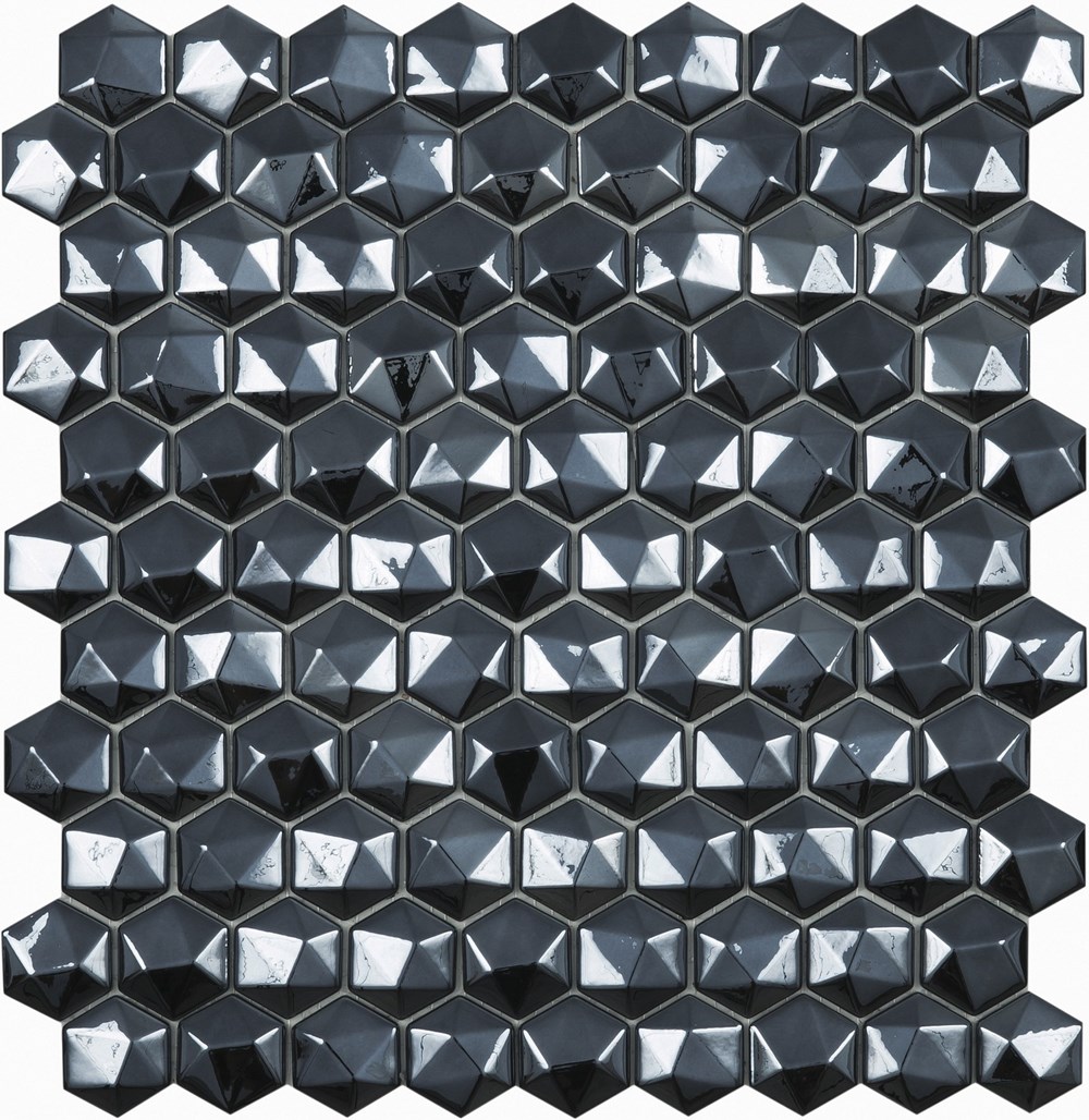 LPC Honey lasilaatta mosaiikki seinälaatta 3,5X3,5 Diamond Black 358/D kohokuvioinen kiiltävä 6 ...